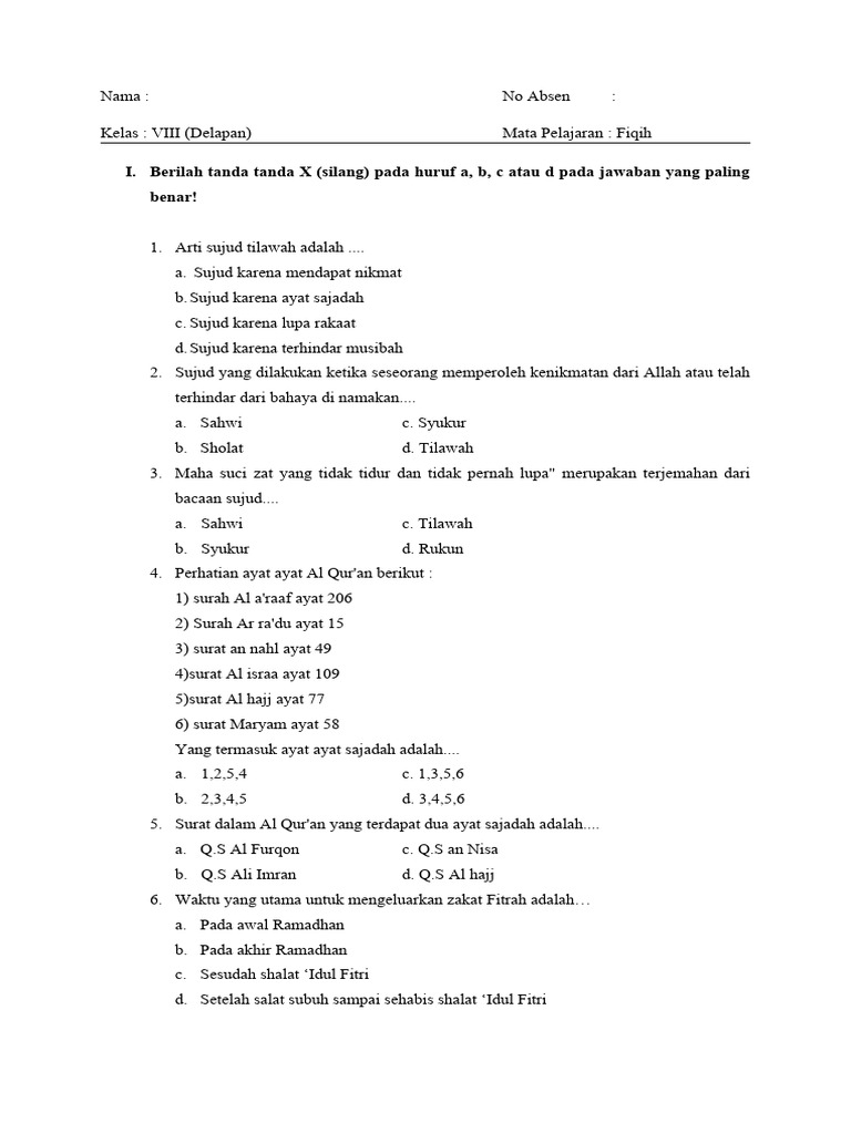 Contoh Soal Fiqih | PDF