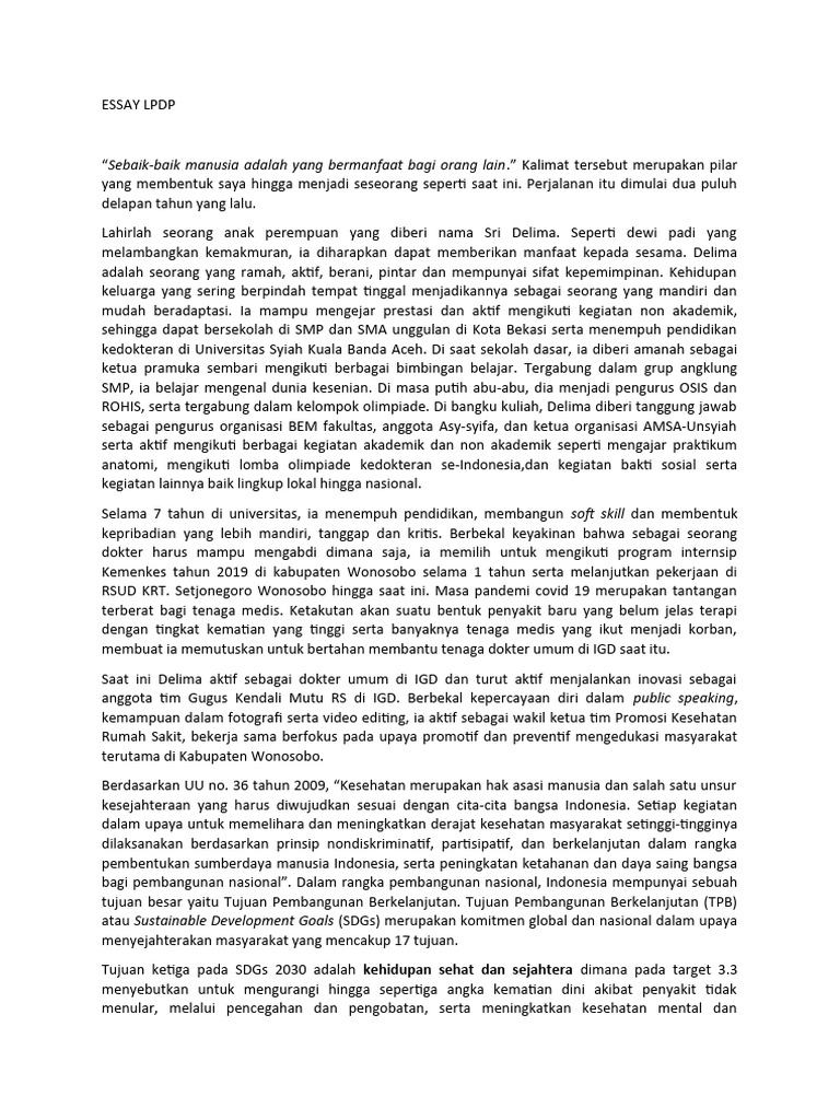 Essay Lpdp Pdf
