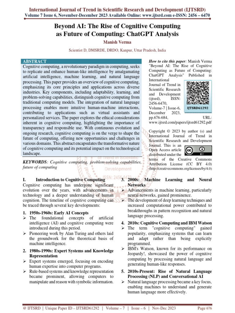 Beyond AI The Rise of Cognitive Computing As Future of Computing ChatGPT Analysis | PDF ...