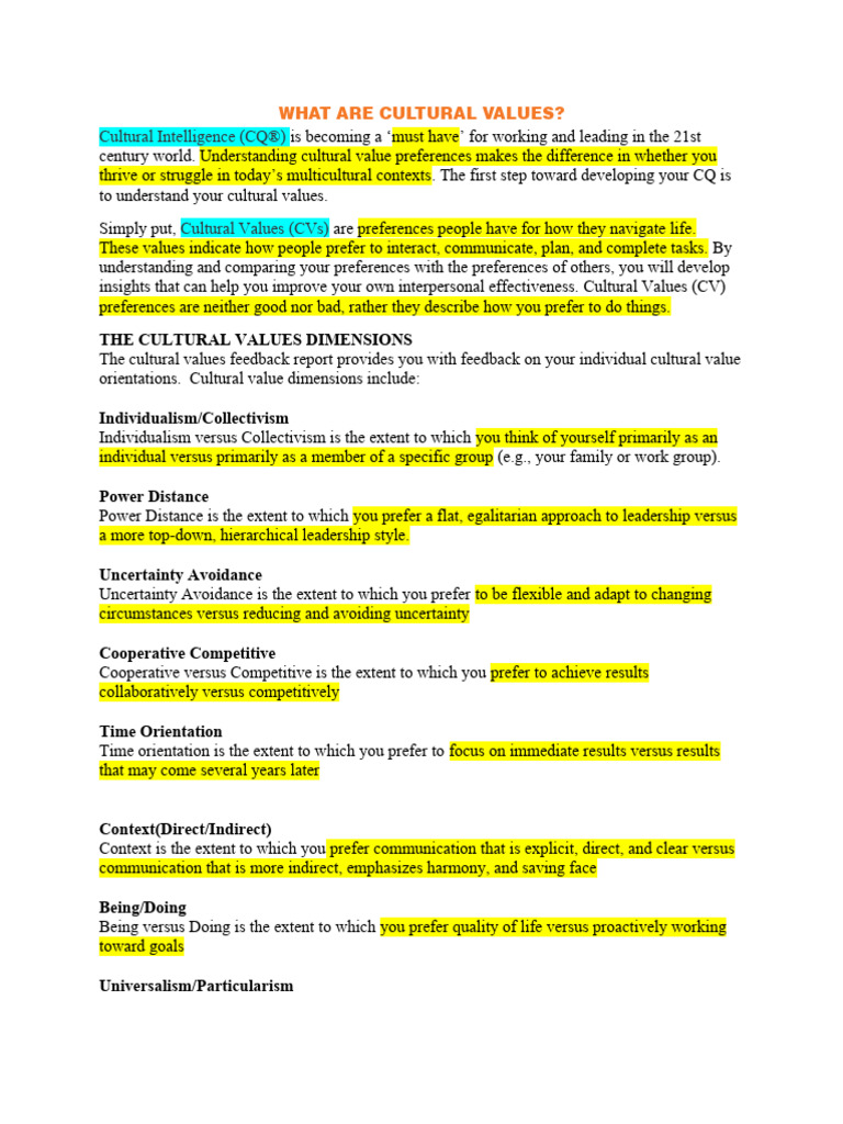 What Are Cultural Values | PDF | Bias | Leadership