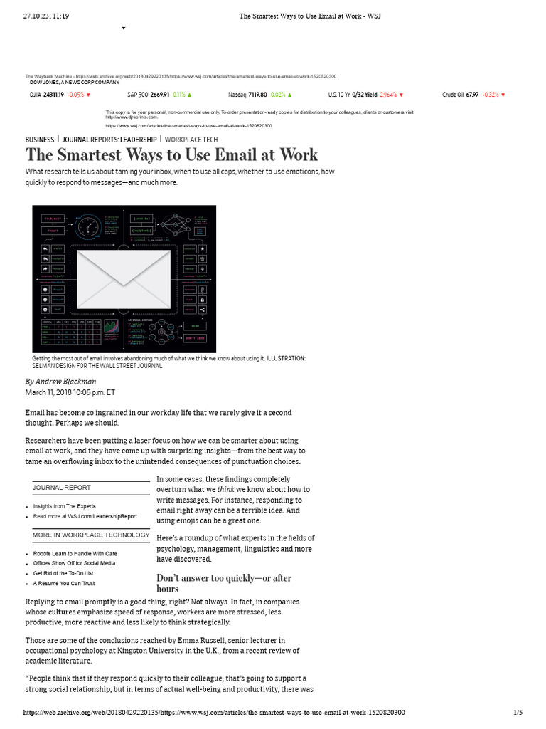 Smart Email Strategies for Work Efficiency | PDF | The Wall Street ...