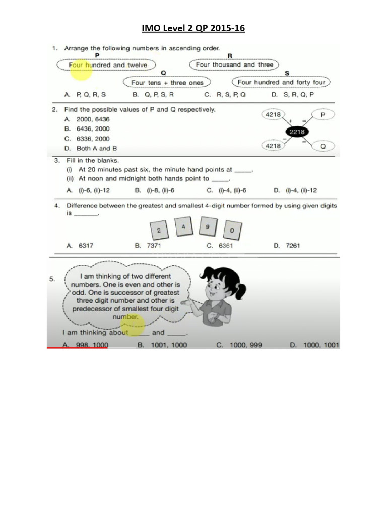 IMO class 3 level 2 QP 2015-16 | PDF