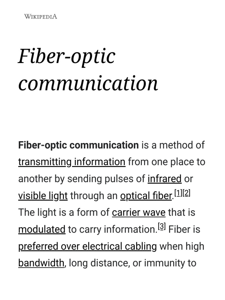 Fiber-Optic Communication - Wikipedia | PDF | Fiber Optic Communication ...