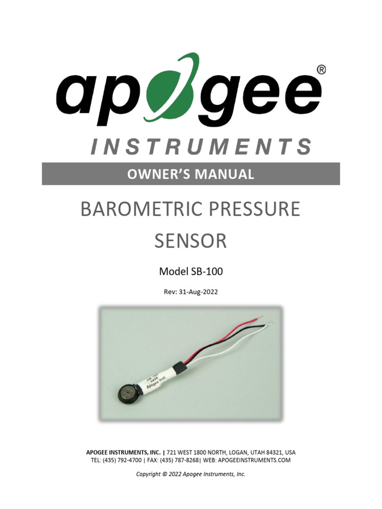 SB 100 Manual | PDF | Atmospheric Pressure | Pascal (Unit)