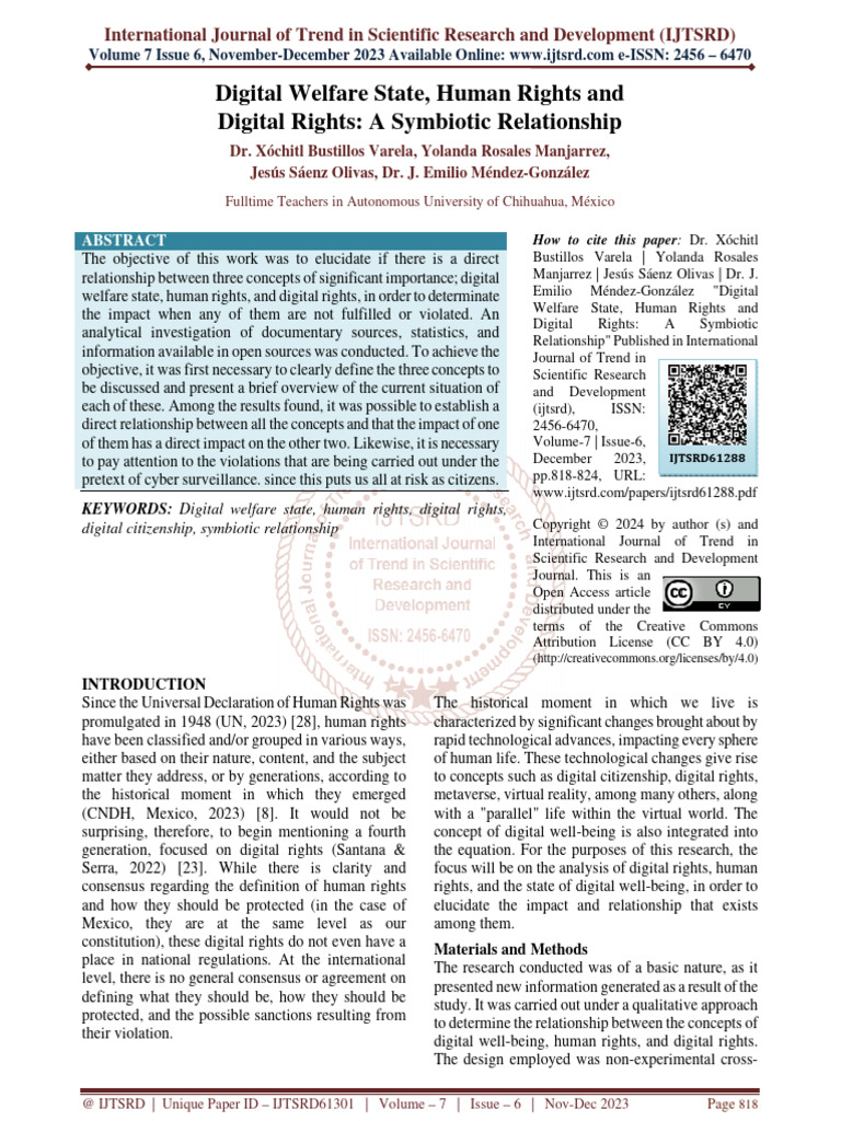 Digital Welfare State, Human Rights and Digital Rights A Symbiotic ...