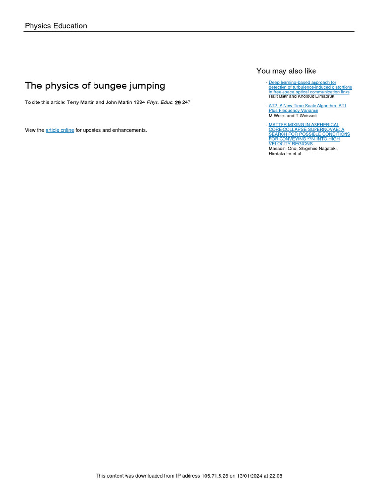 Understanding Bungee Jump Physics | PDF | Elasticity (Physics) | Gravity