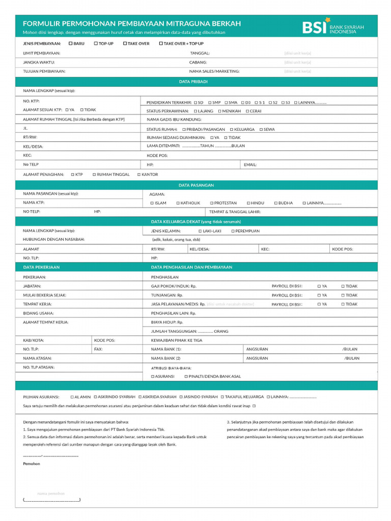 Lampiran 05. Form Permohonan Pembiayaan (FPP) - 2022 | PDF