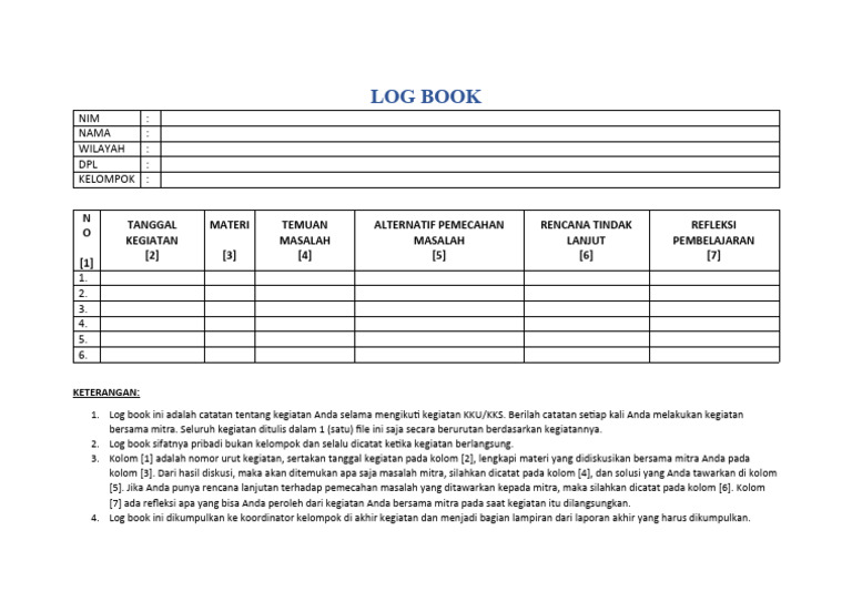 Log Book Kegiatan KKU/KKS | PDF