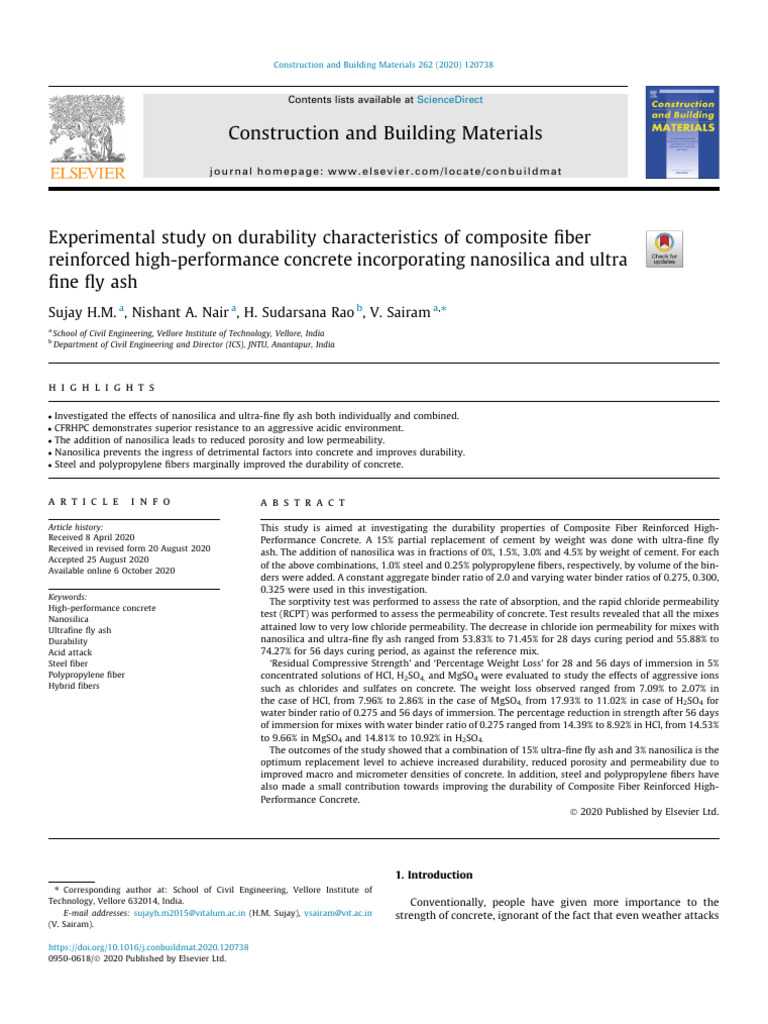 1 s2.0 S0950061820327434 Main | PDF | Concrete | Cement