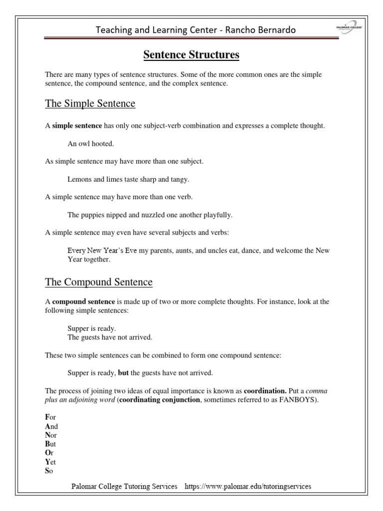 Sentence Structures | PDF