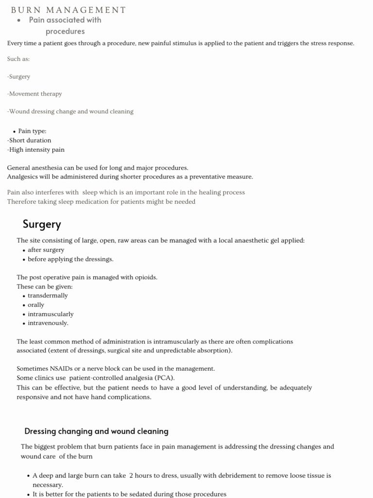 Burn Management | PDF | Pain | Analgesic