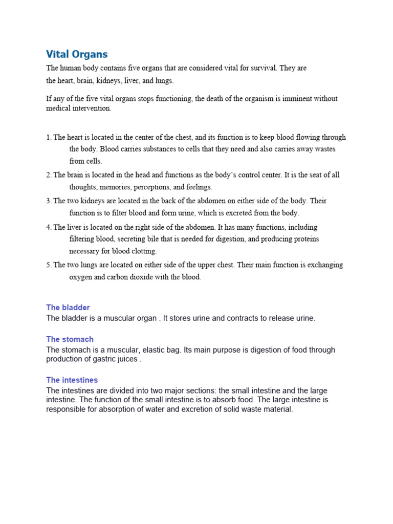 Vital Organs | PDF