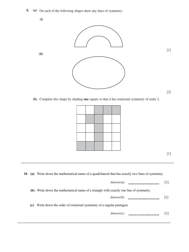 Mastery Test Order of Rotational & Symmetry Line - Cs2 | PDF | Shape ...