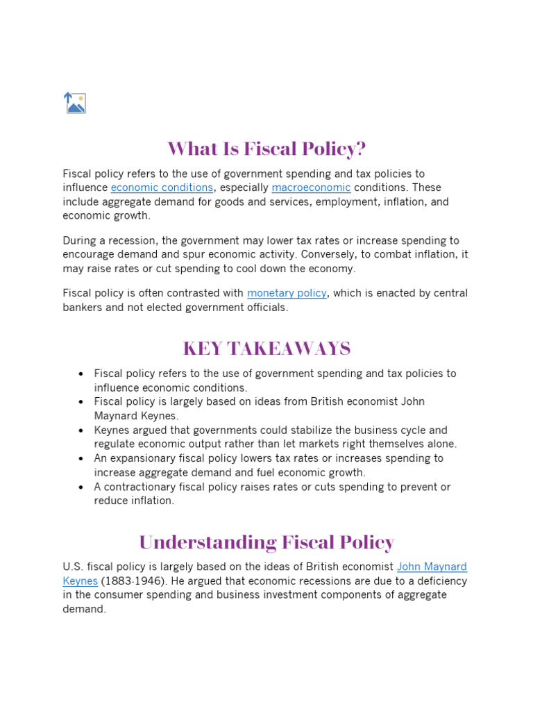 What Is Fiscal Policy?: Economic Conditions Macroeconomic | PDF ...