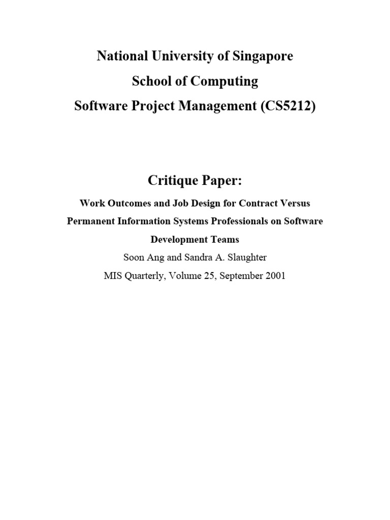 CS5212 Critique4 | PDF | Employment | Outsourcing