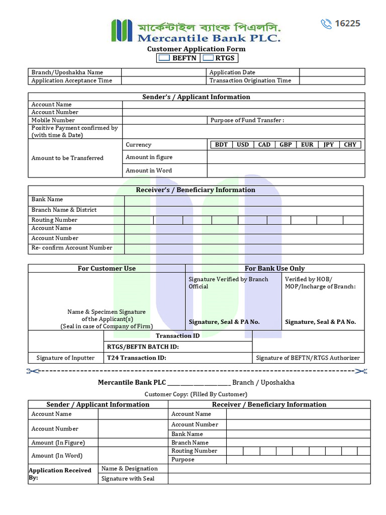Beftn and Rtgs Application Form 2023 | PDF | Banks | Debit Card