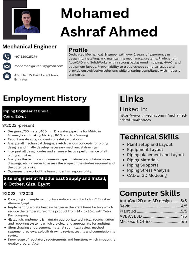 Mohamed Ashraf - Mechanical Engineer - Resume | PDF | Engineering ...