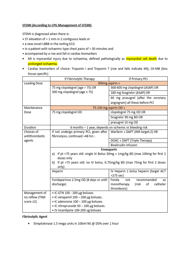 STEMI Notes | PDF