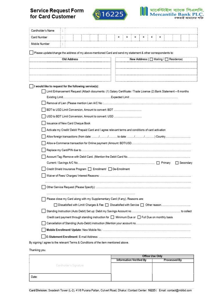 Card Customer Service Request Form v2 | PDF | Debit Card | Economies