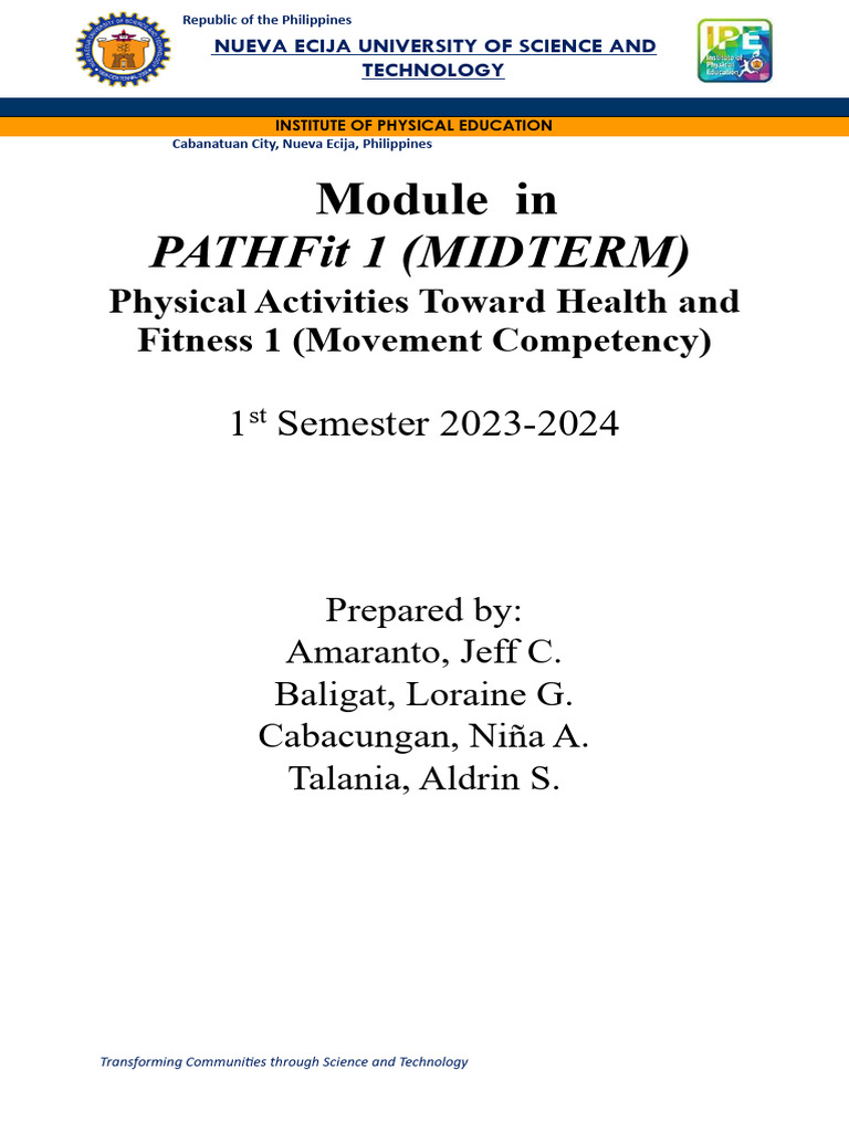 Pathfit 1 Module Midterm | PDF | Anatomical Terms Of Motion | Anatomical Terms Of Location