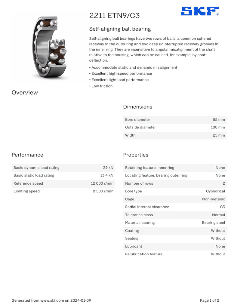 SKF 2211 ETN9 - C3 Specification | PDF | License | Business Law