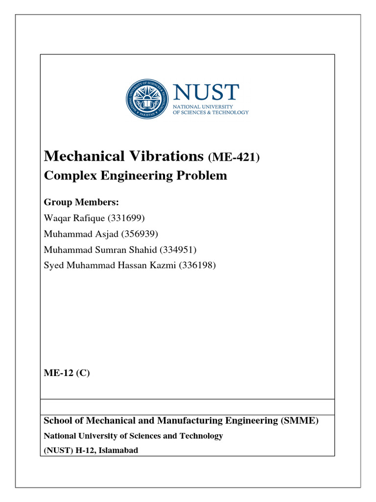 Mechanical Vibrations CEP-1 | PDF | Simulation | Human Factors And ...