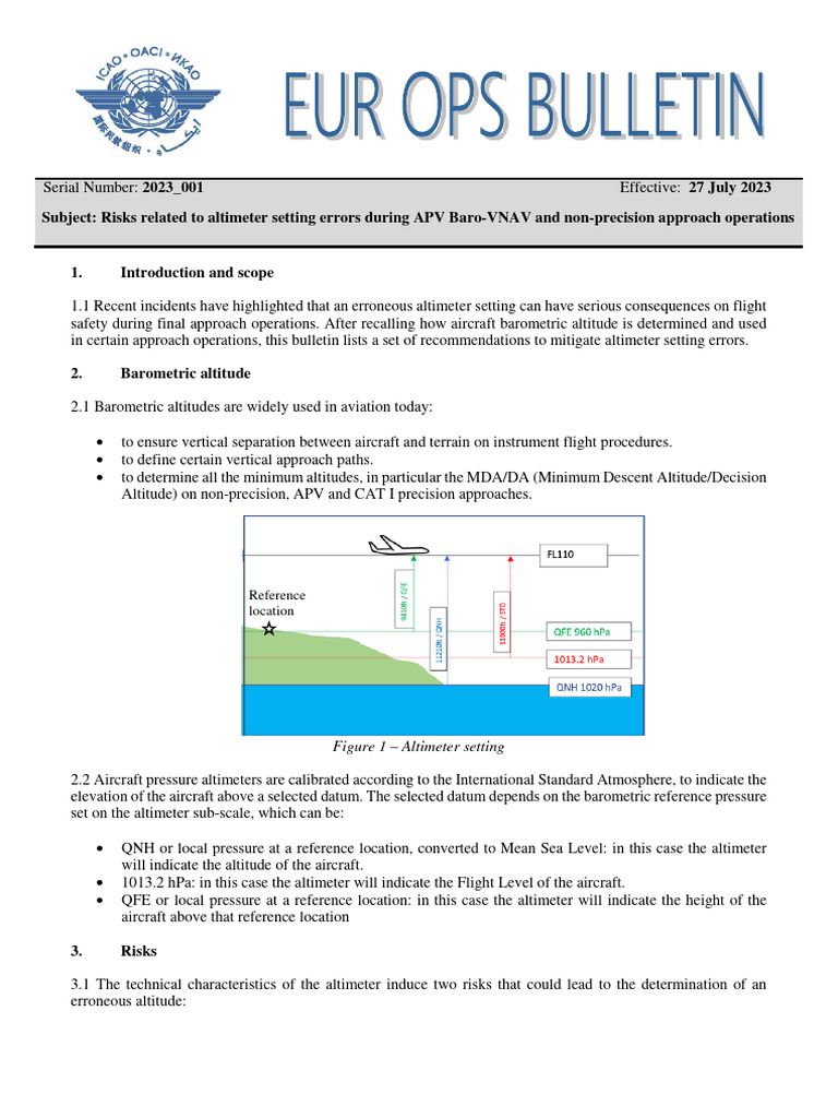 EUR OPS Bulletin 2023 - 001 | PDF | Altimeter | Altitude