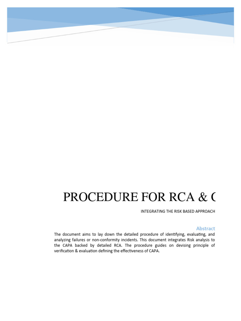 Rca Guidelines | PDF | Risk
