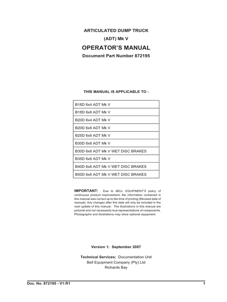 Bell ADT Mk V Operator's Manual | PDF | Automotive Technologies ...