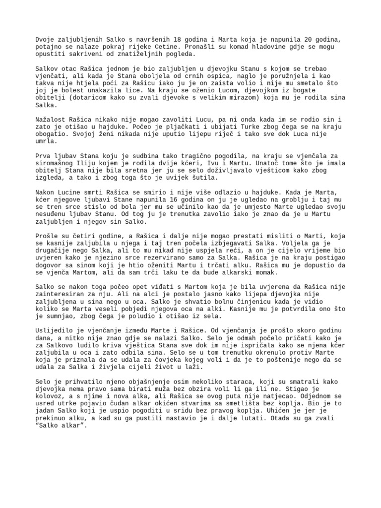 Kratki Sadrzaj Knjige Alkar | PDF