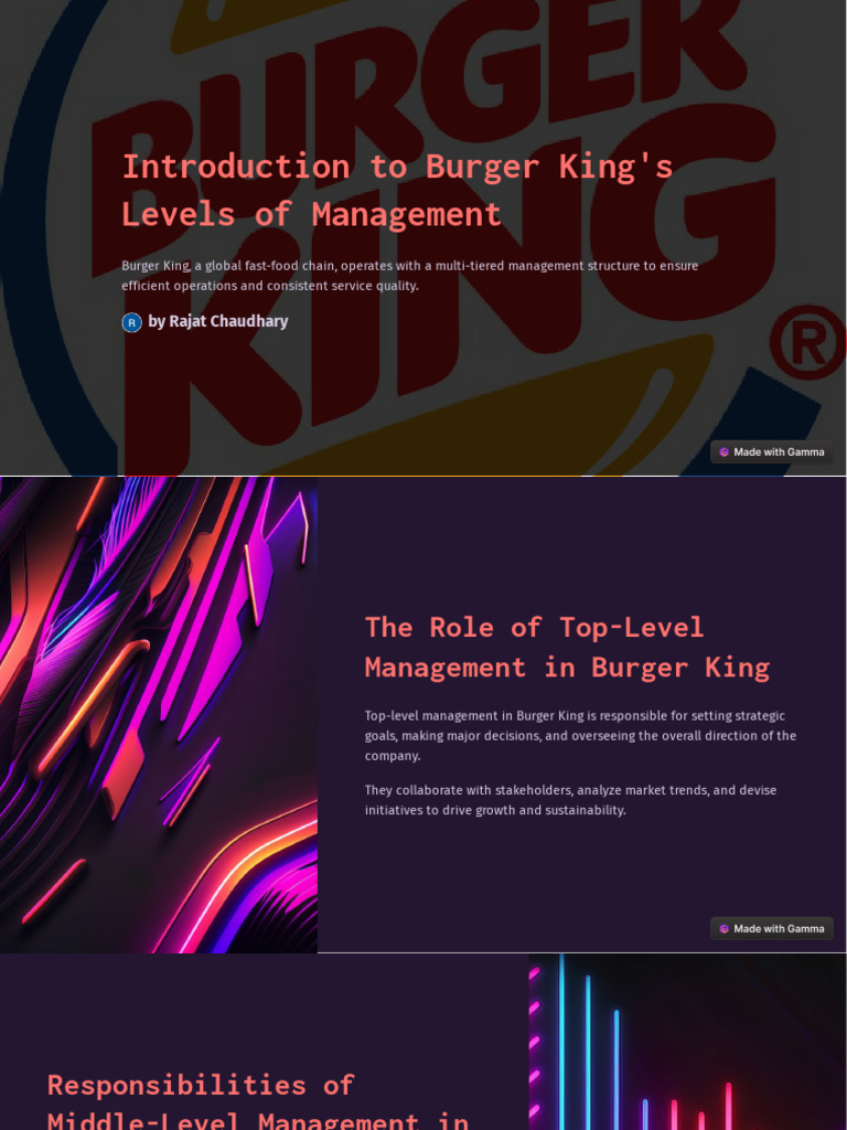 Introduction To Burger Kings Levels of Management | PDF | Strategic ...