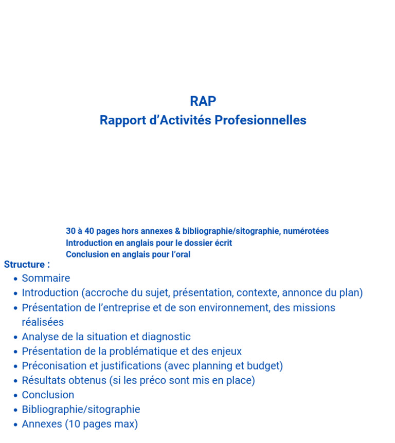 RAP Rapport d’Activités Profesionnelles-1 | PDF