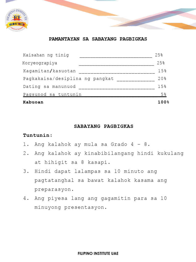 rubrics sa sabayang pagbigkas | PDF rubrics sa sabayang pagbigkas | PDF