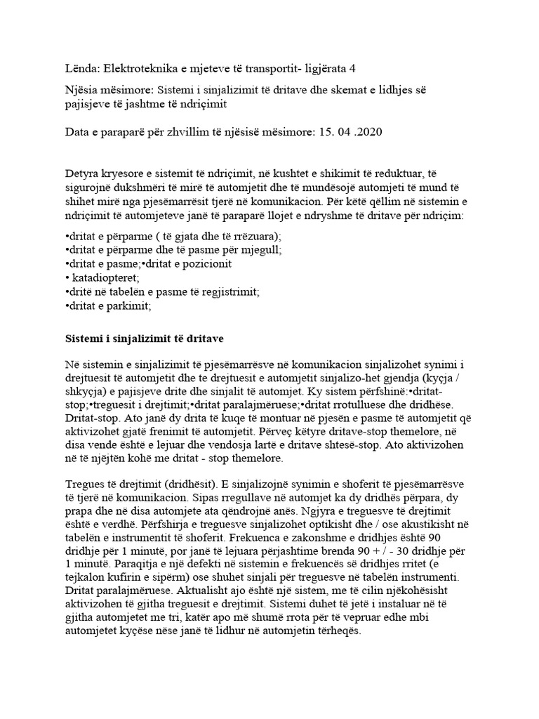 Lc3abnda Elektrotroteknika e Mjeteve Te Transportit Ligj 4 | PDF