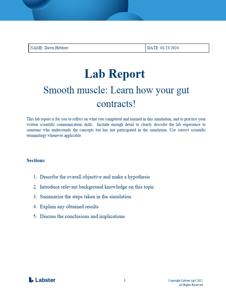 Lab Report - Smooth Muscle | PDF | Gastrointestinal Tract | Skeletal Muscle