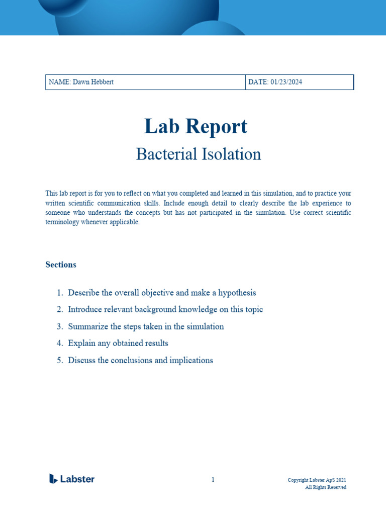 Lab Report - Bacterial Isolation - Updated | PDF | Bacteria | Microorganism