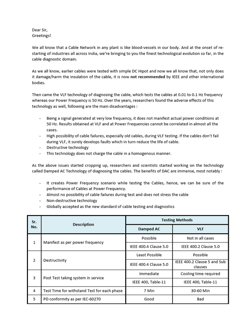 Damped AC - Latest Cable Diagnostic Technique | PDF | Alternating ...