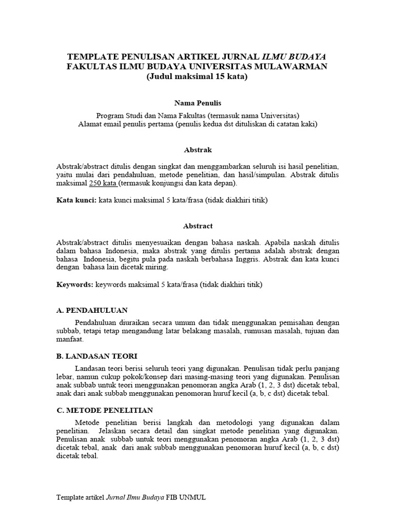 (NEW) Template Artikel Jurnal Ilmu Budaya | PDF