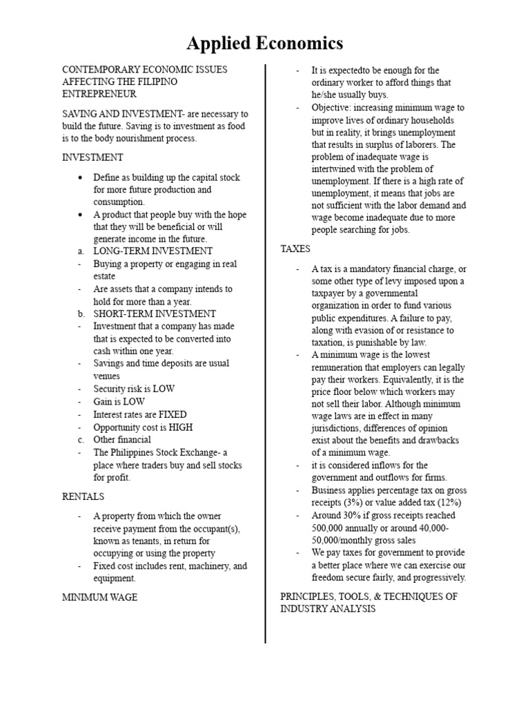 Applied Eco Reviewer | PDF | Partnership | Taxes