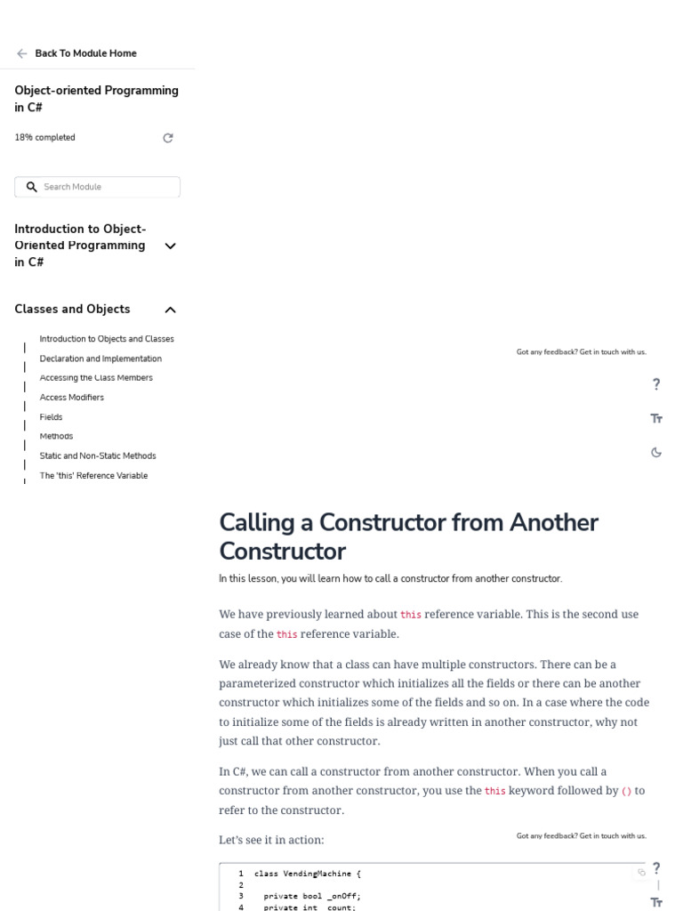 Calling A Constructor From Another Constructor - Learn Object-Oriented Programming in C# | PDF ...