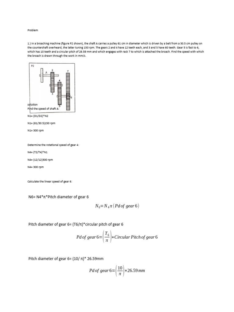 Problem | PDF | Gear | Belt (Mechanical)