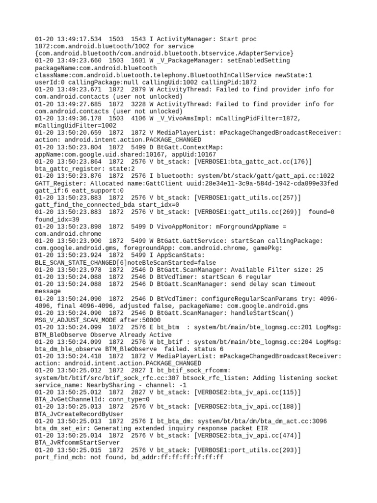 Bluetooth Service Log Analysis | PDF | Telecommunications | Mobile Computers