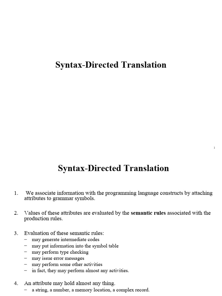 Syntax-Directed Translation Overview | PDF | Parsing | Computer Programming