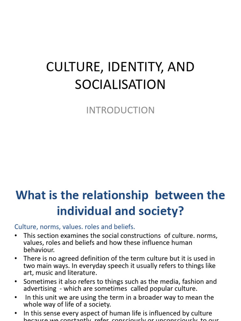 Culture, Identity, and Socialisation | PDF | Nature Versus Nurture ...