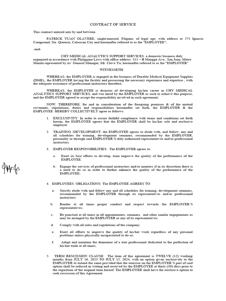 Mass Contract - Patrick Yuan Olavare - 2023 | PDF | Employment ...