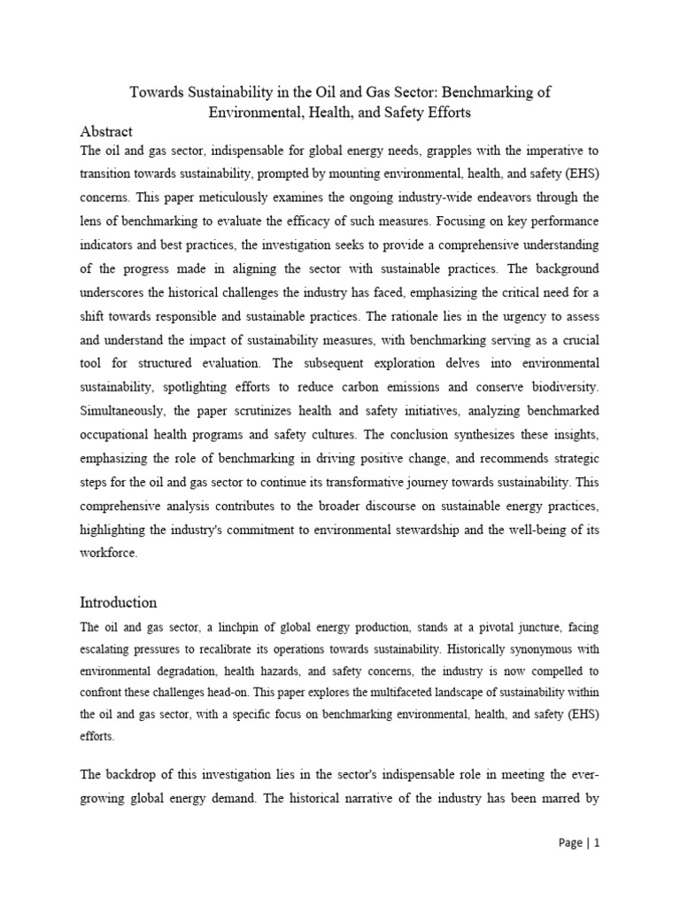 Towards Sustainability in The Oil and Gas Sector | PDF | Sustainability ...
