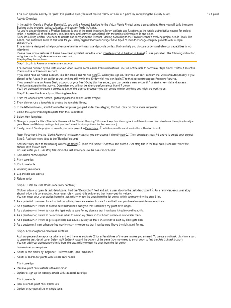 Optional Activity - Create A Product Backlog in Asana - Coursera | PDF ...