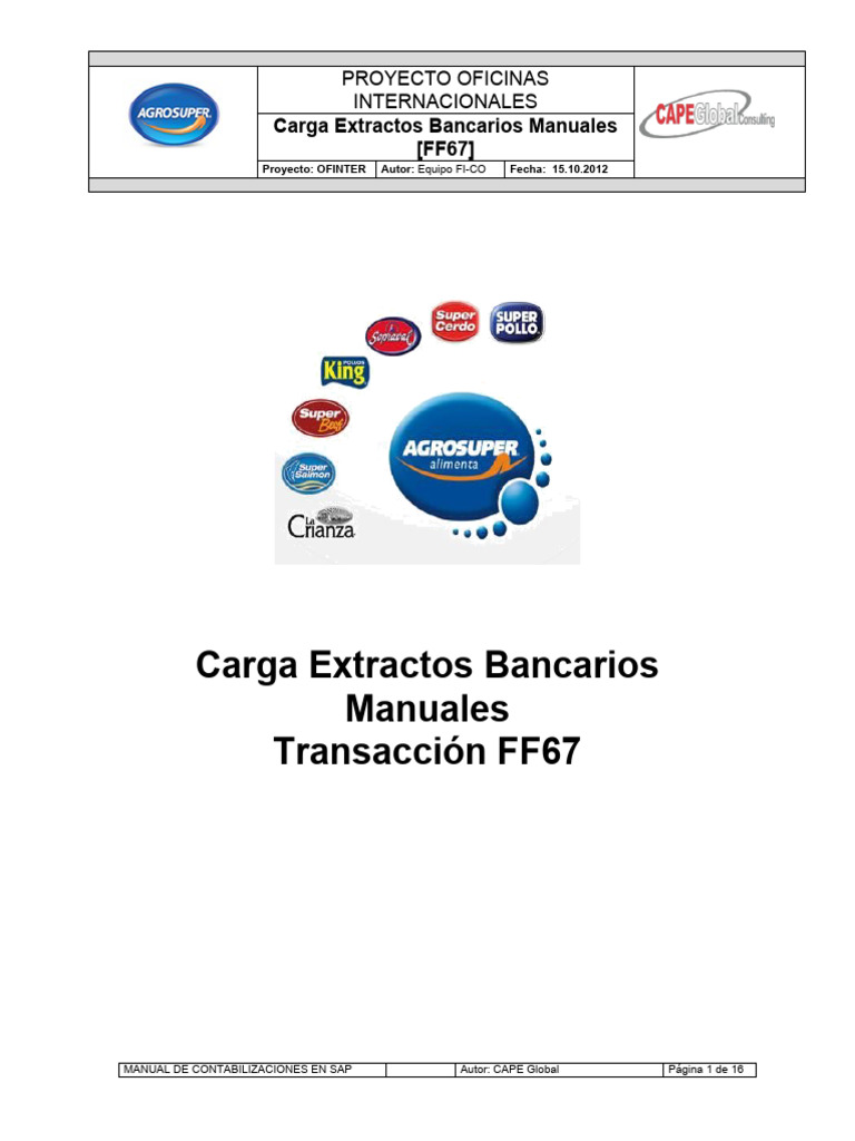 Carga Extractos Bancarios Manuales (FF67) | PDF | Bancos | Informática