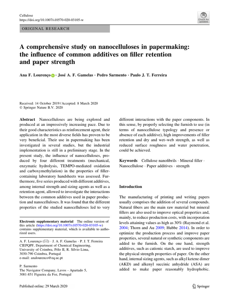 Additives On Filler Retention | PDF | Paper | Applied And ...
