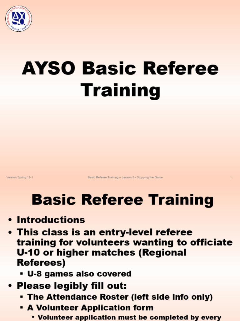 AYSO Basic Referee Training Overview | PDF | Sports Rules And Regulations | Association Football